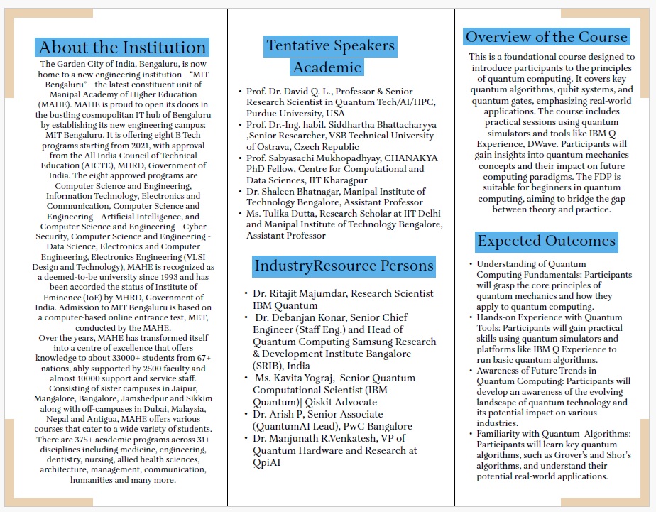 Quantum Computing: From Theory to Practice - A Hands-on FDP